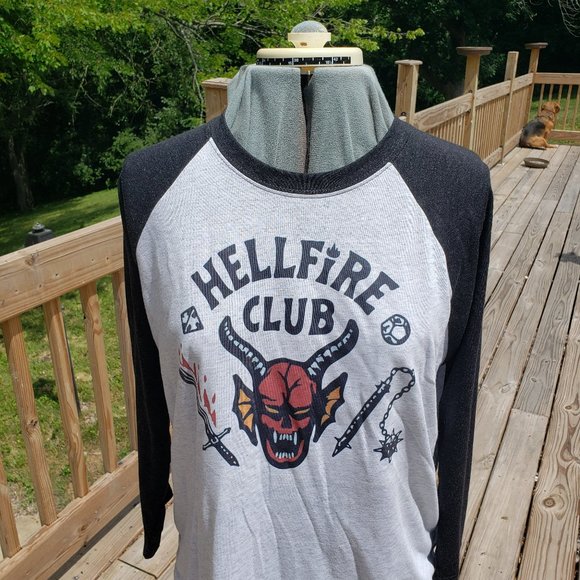Next Level Apparel | Tops | Hellfire Club 34 Sleeve Raglan Shirt | Poshmark
